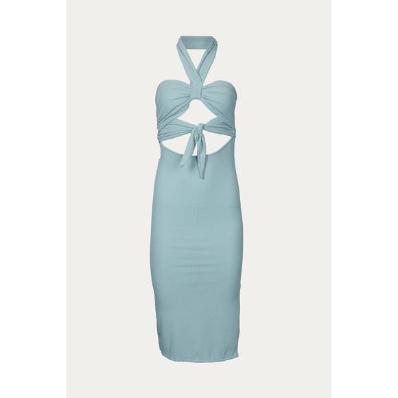 ENDLESS BLU. | Dresses | New Endless Blu Tie Front Detail Rib Bodycon ...
